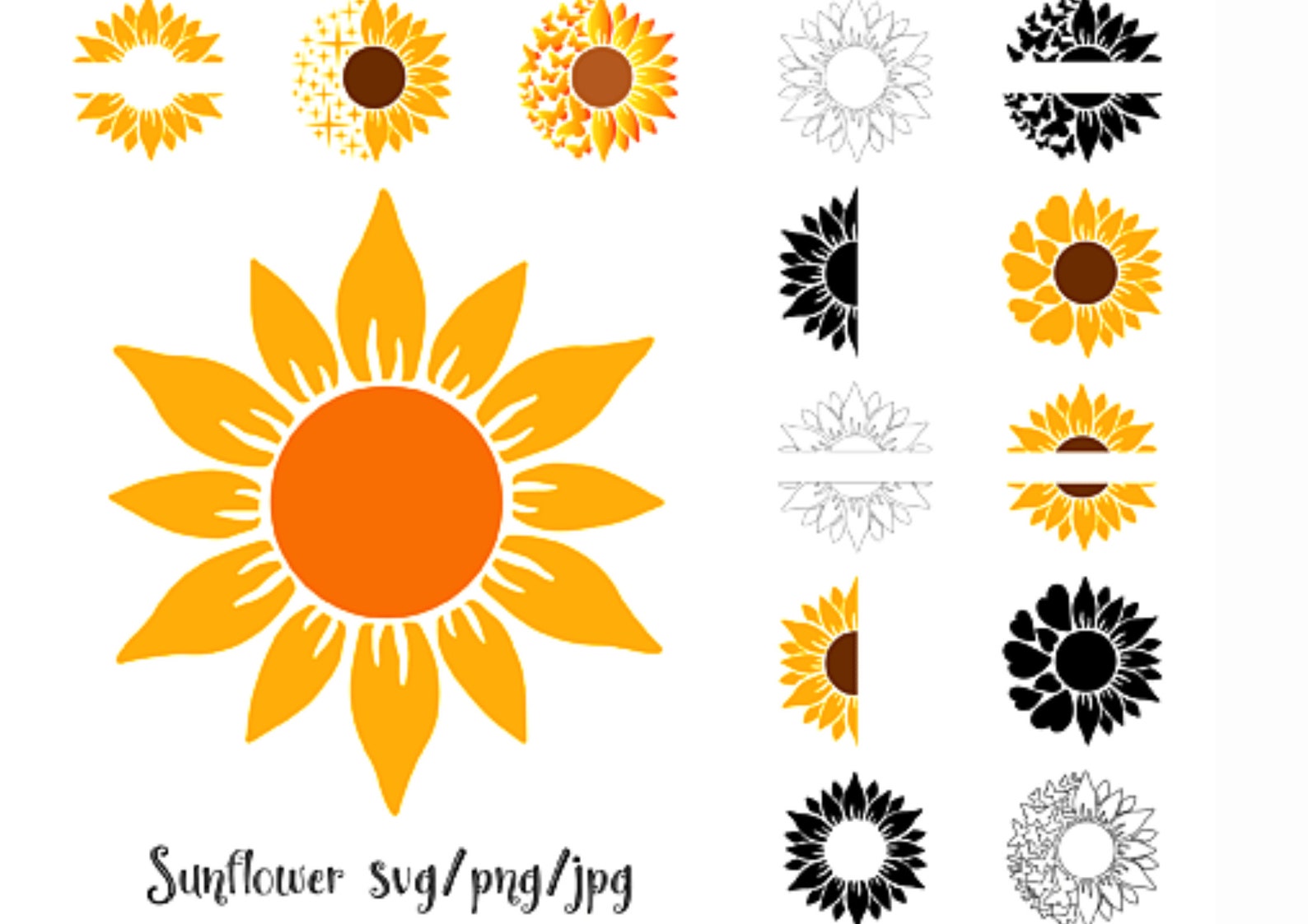 Sunflower Svg Bundle Sunflower Svg Flower Svg Monogram Svg Etsy