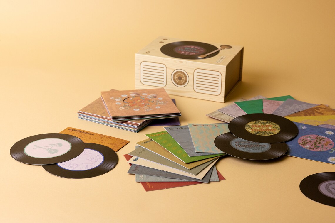 Assortment Assorted Greeting Cards All Occasion Box Record Design Set ...