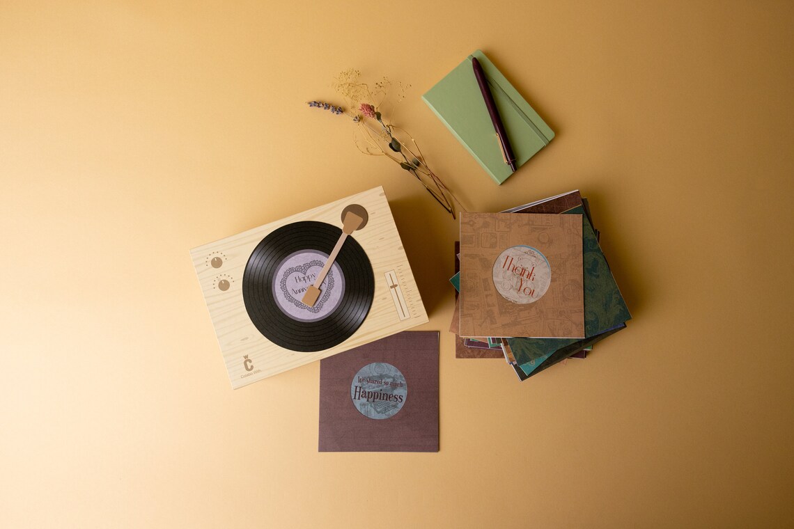 Assortment Assorted Greeting Cards All Occasion Box Record Design Set ...