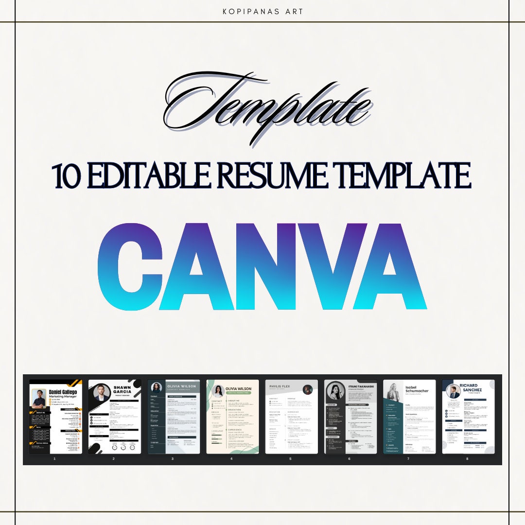 10 Editable Resume Template - Etsy