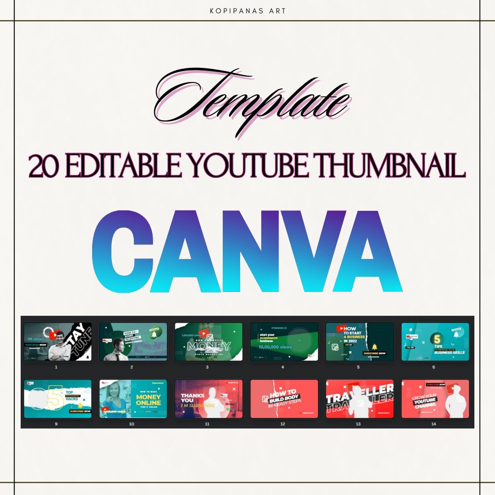 20 Editable Youtube Thumbnail - Etsy