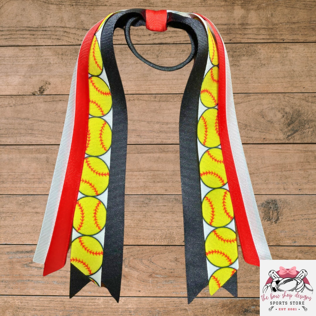 Custom Softball Hair Tie Streamer Personalized Softball Ribbons Spirit ...