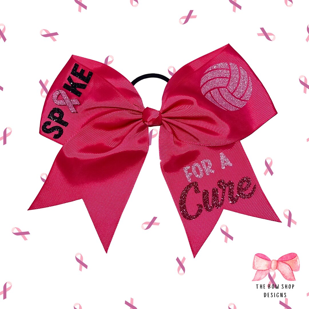 Spike for A Cure Custom Volleyball Breast Cancer Awareness Cheer Bow ...
