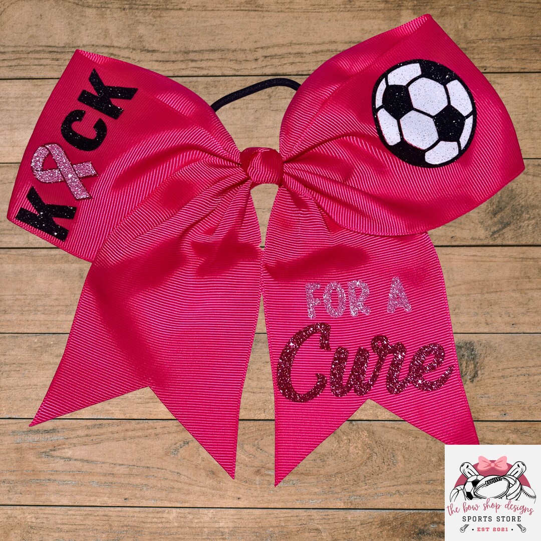Kick for A Cure Custom Soccer Breast Cancer Awareness Cheer Bow BCA ...