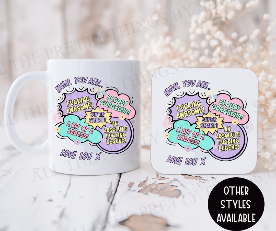 Custom Sweary Mothers Day Mug and Coaster, Sweary Affirmation Mug ...
