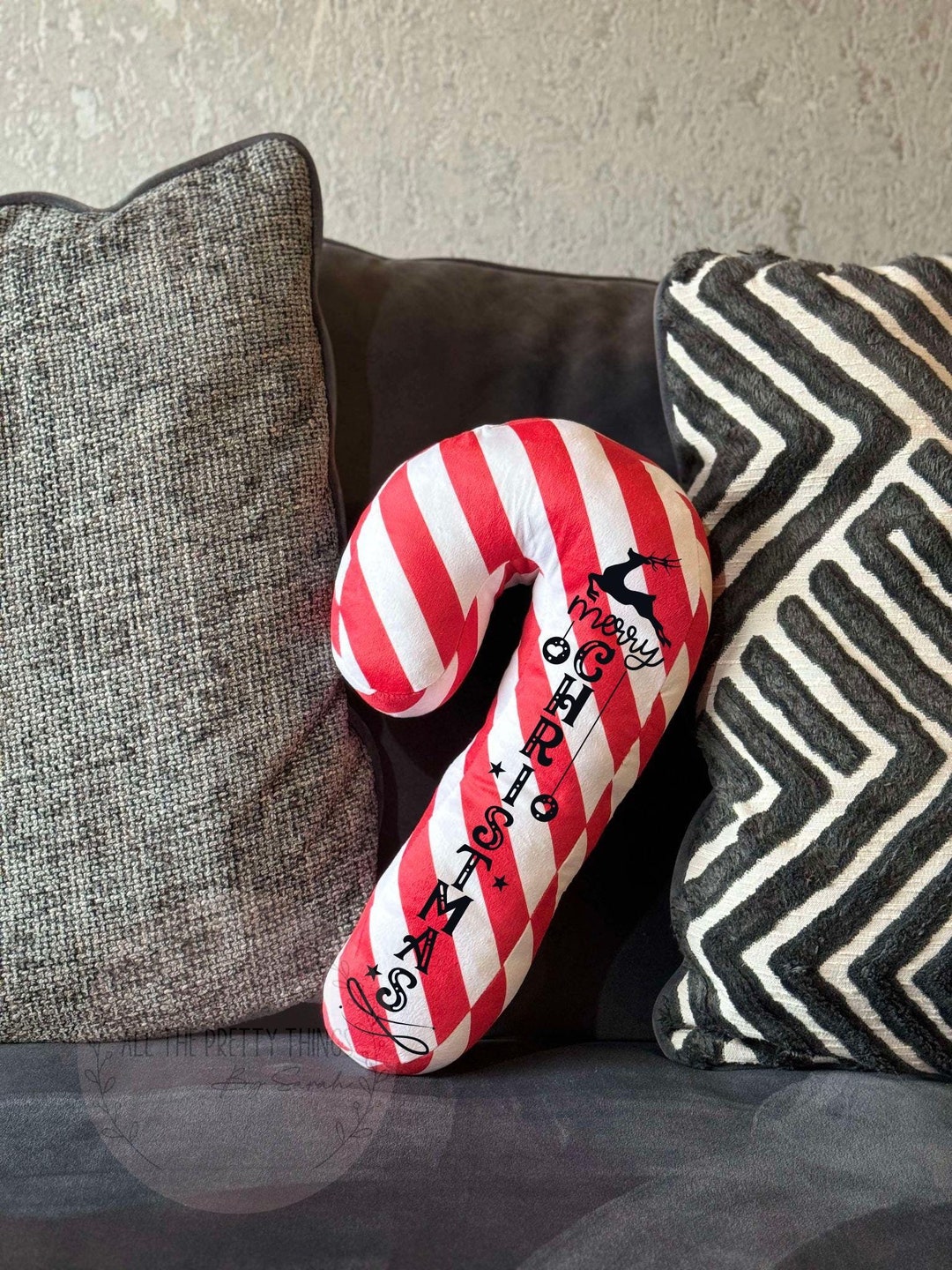 Candy Cane Christmas Pillow, Decorative Christmas Decor Cushion ...