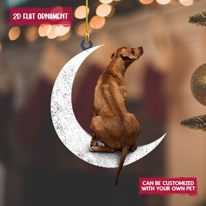 Rhodesian Ridgeback Sit on the Moon Ornament, Custom Dog Breed Ornament ...