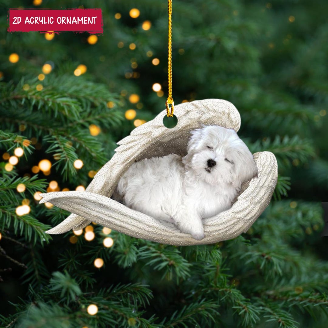 Maltese Sleeping Angel Memorial Ornament, Personalized Dog Loss Gift ...