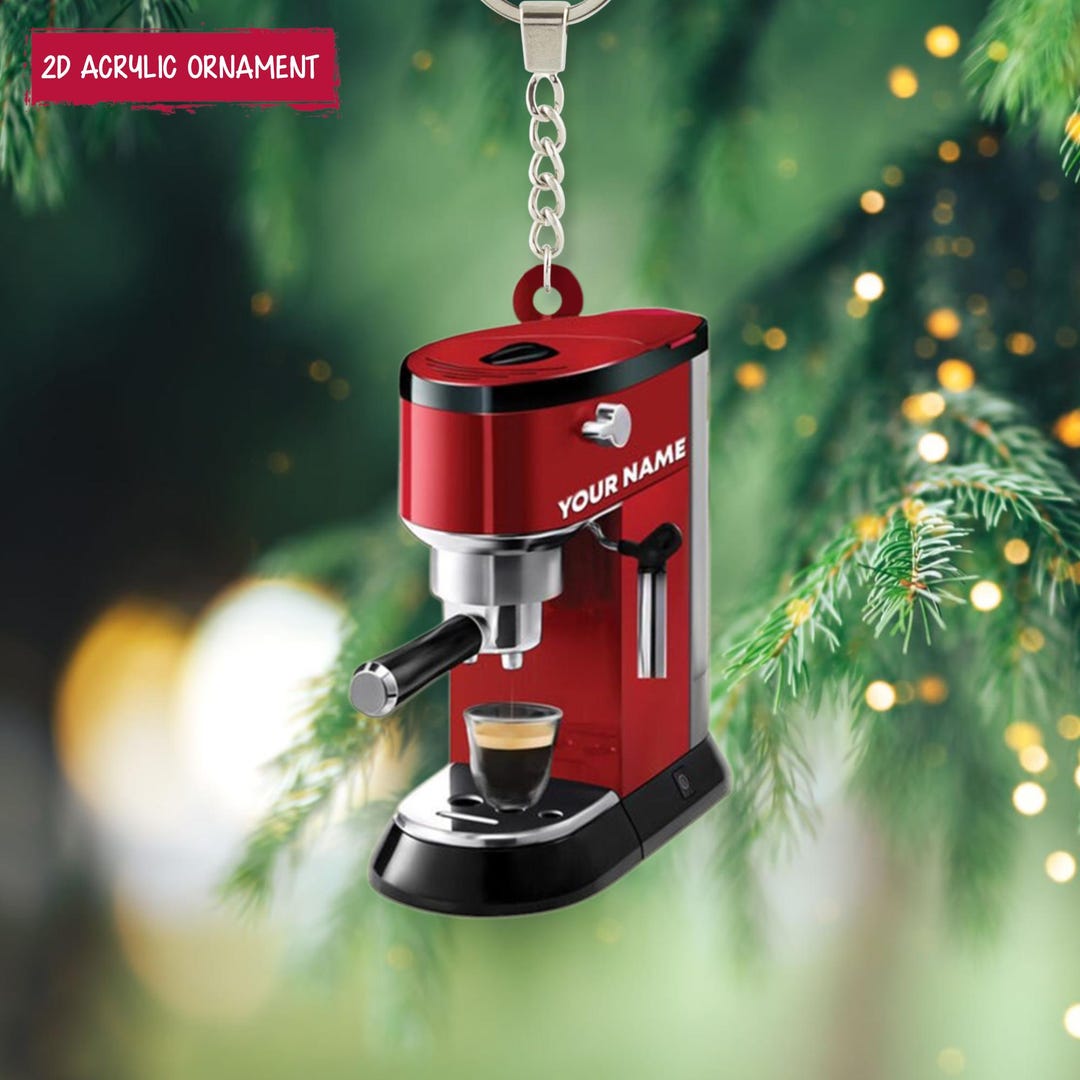 Personalized Coffee Machine Christmas Ornament, Custom Barista Ornament ...