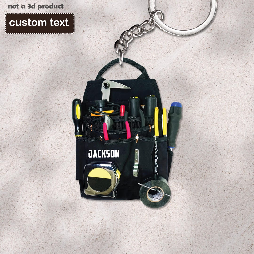 Electrician Tool Bag Personalized Acrylic 2D Keychain, Electrician Gift ...