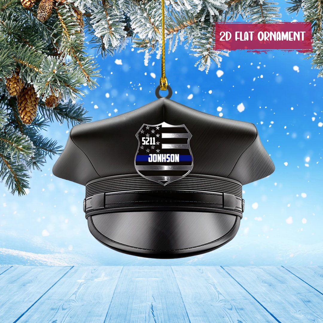 Custom Police Hat Ornament, Police Appreciation Gift, Flat Acrylic ...