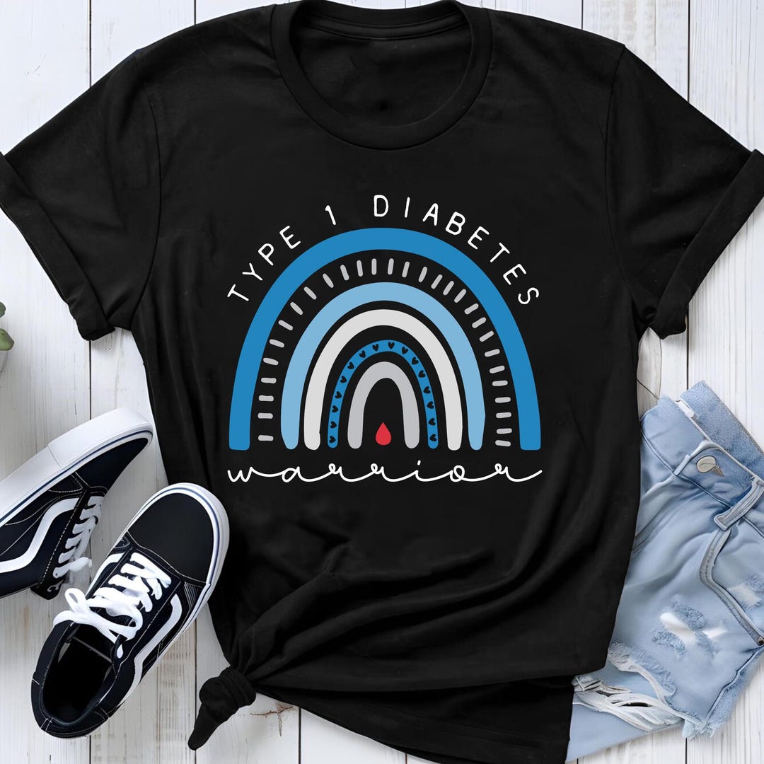 Type 1 Diabetes Warrior Shirt, Blue Gray Ribbon Fighter Survivor Tee ...