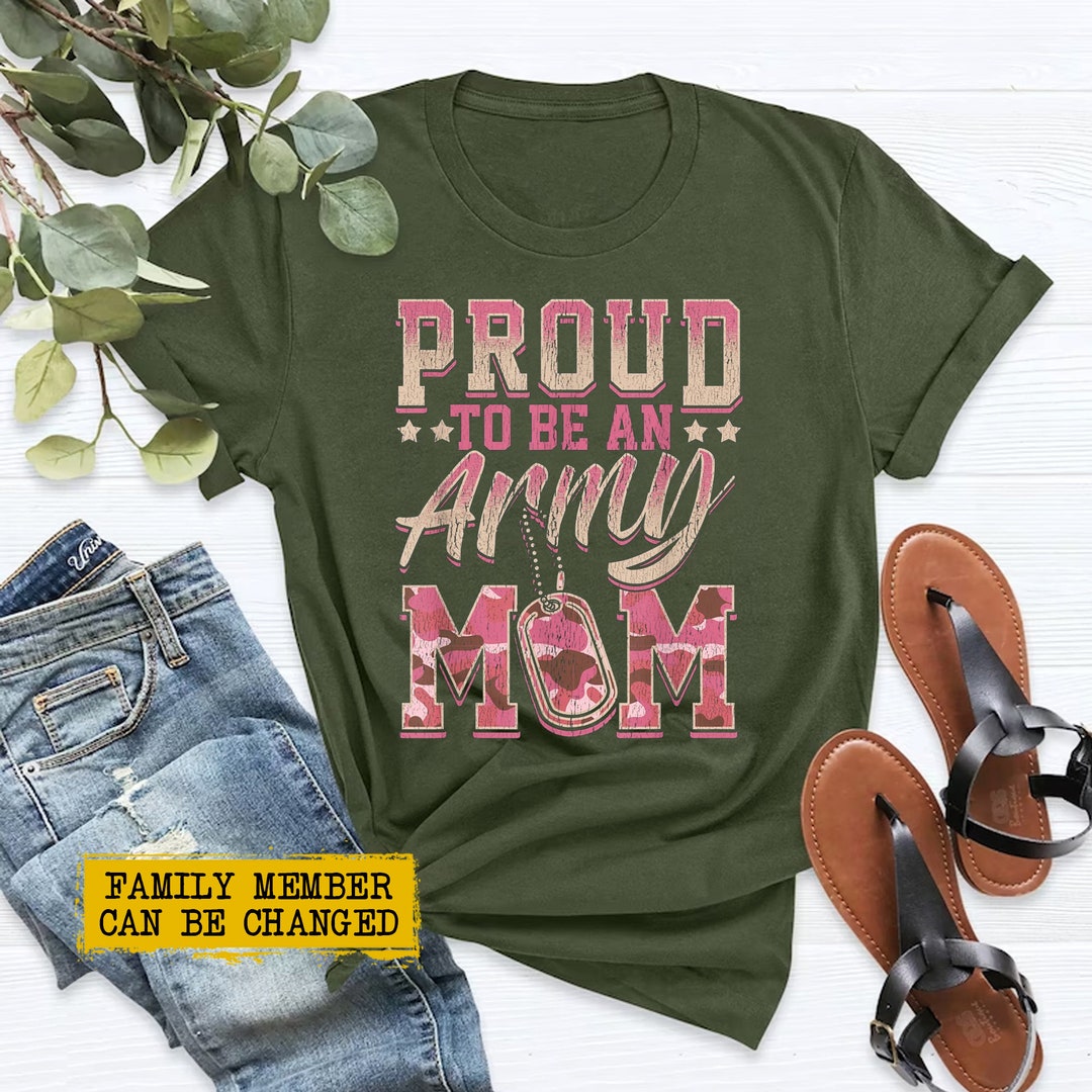 Cute Proud Army Mom Shirt, Camouflage Military Mother T-shirt, Army ...