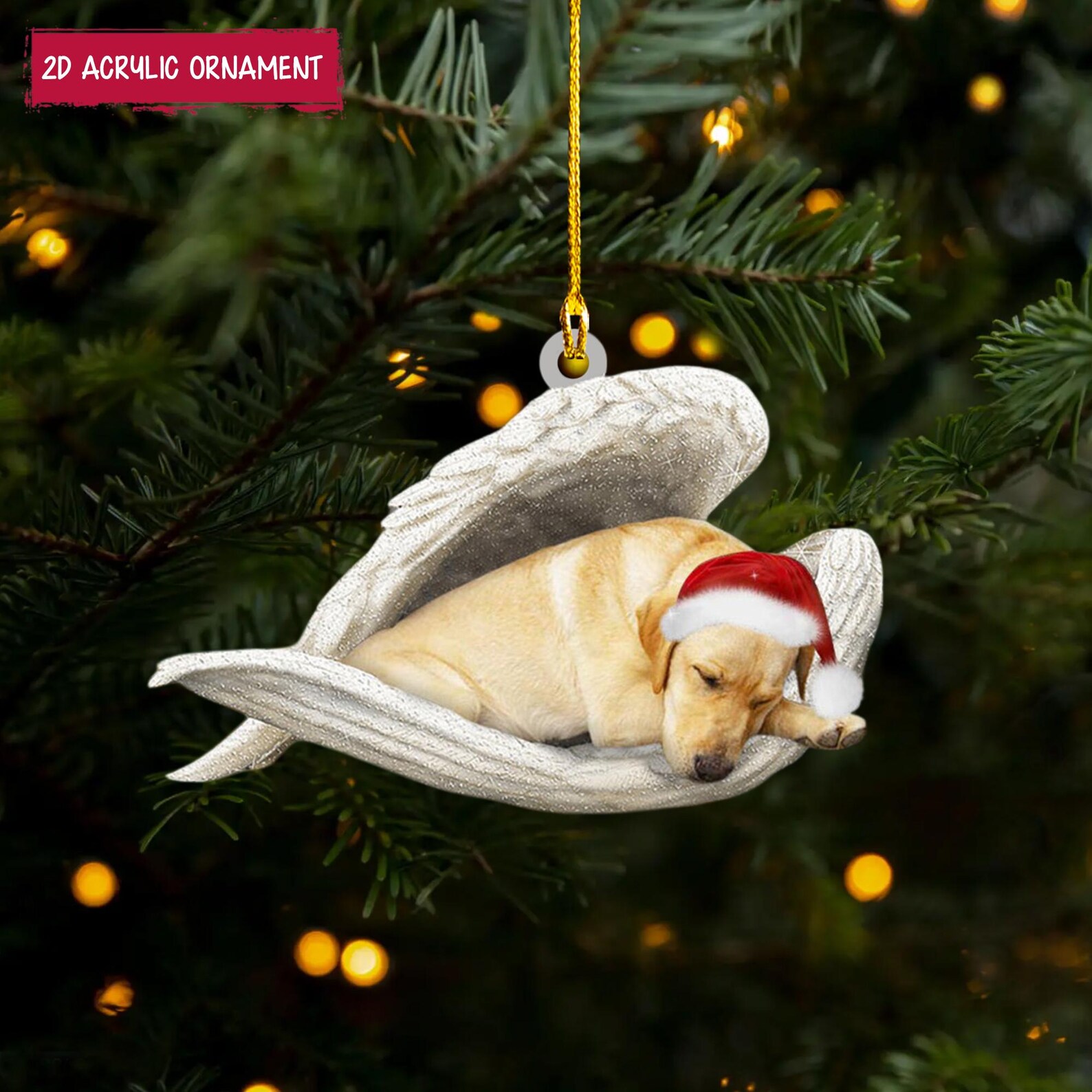 Yellow Labrador Sleeping Angel Christmas Ornament, Yellow Lab Memorial ...