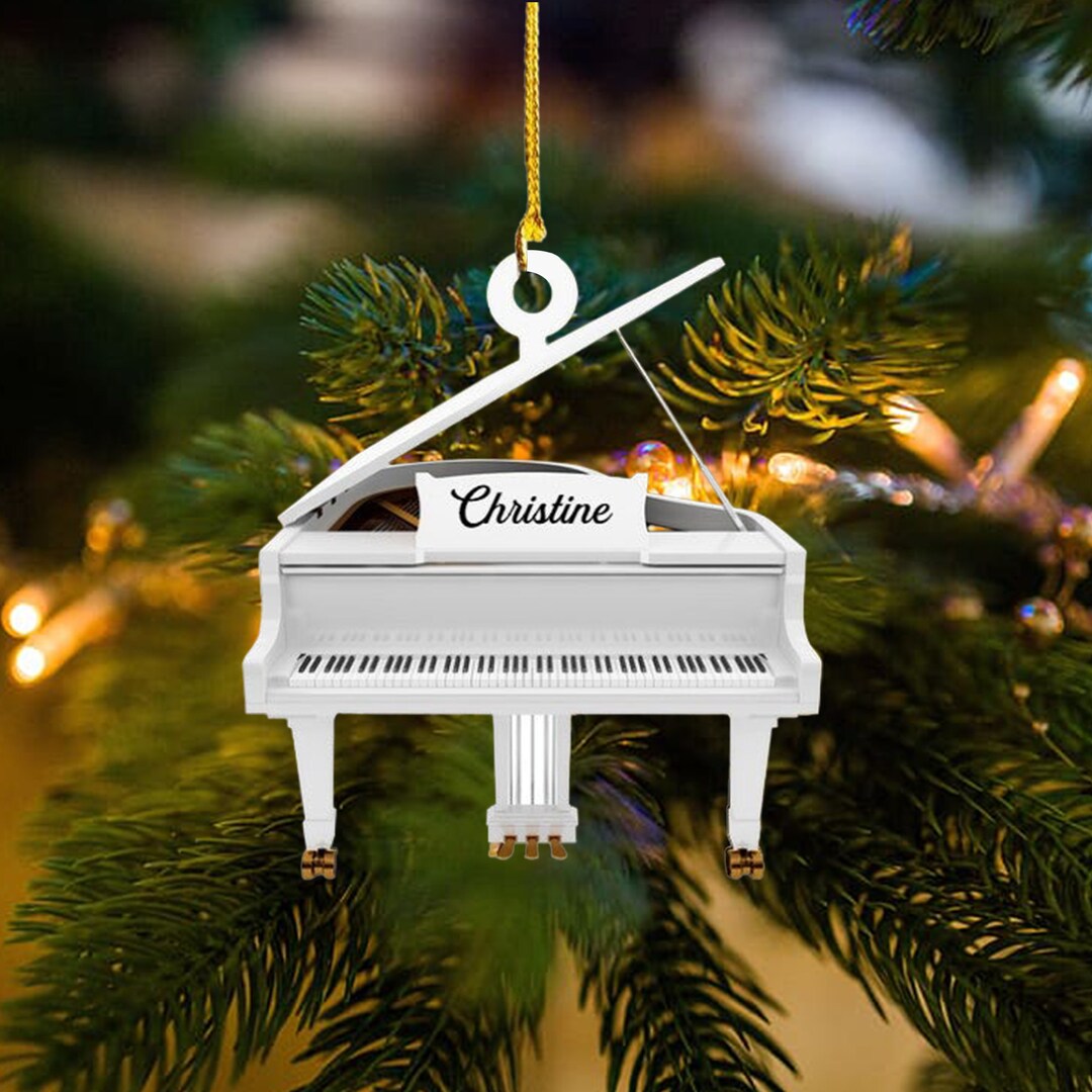 White Piano Christmas Ornament, Personalized Piano Ornament for Piano ...