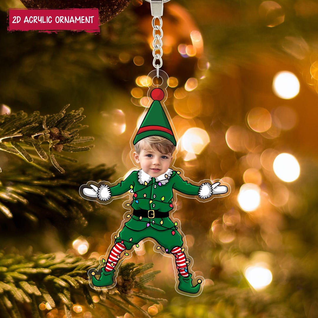 Funny Christmas Elf Ornament Custom Photo, Personalized Face Xmas Tree ...