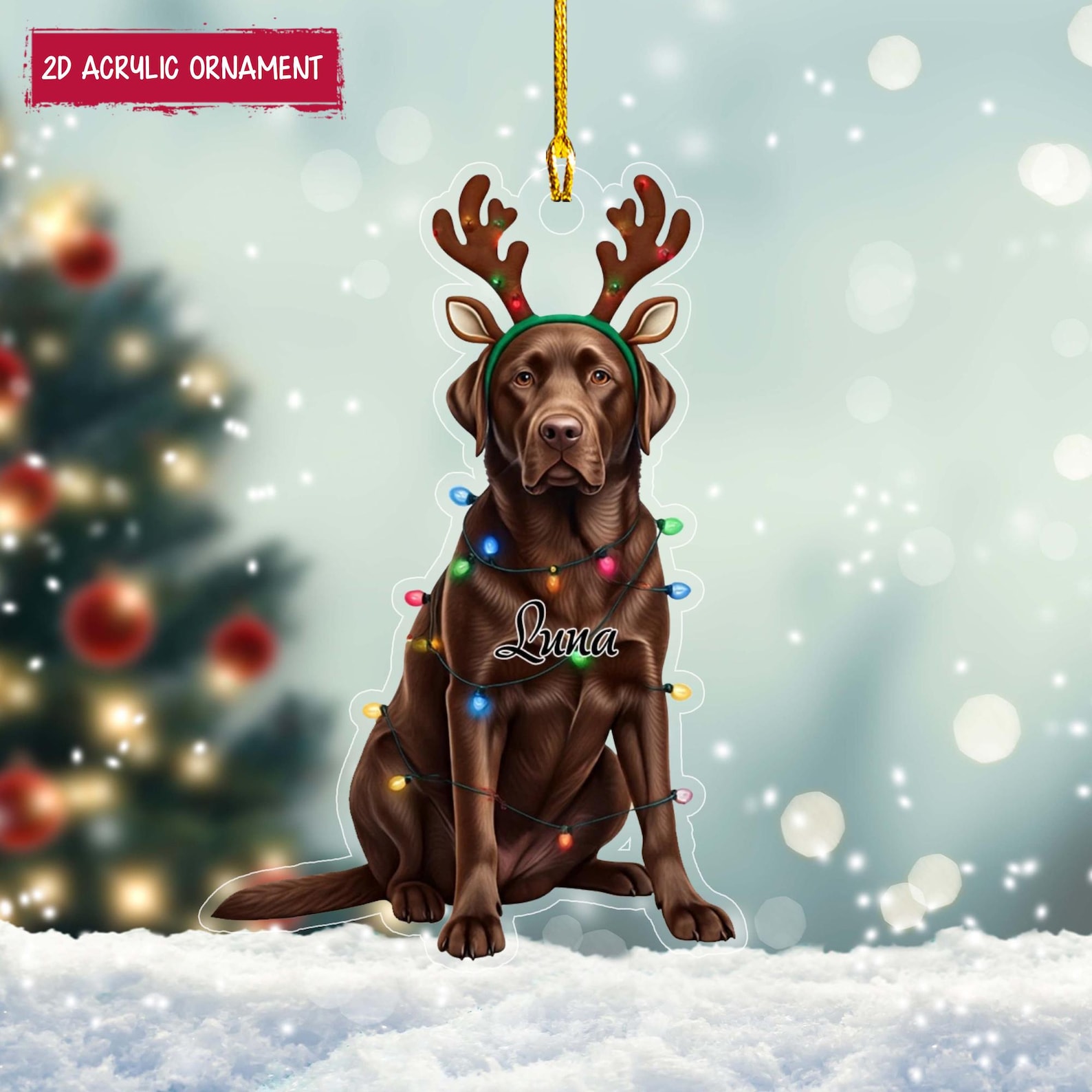 Personalized Chocolate Labrador Dog Christmas Ornament, Custom ...