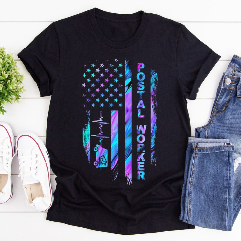 Postal Worker American Flag T-shirt, Postal Carrier, Postman, Postwoman ...