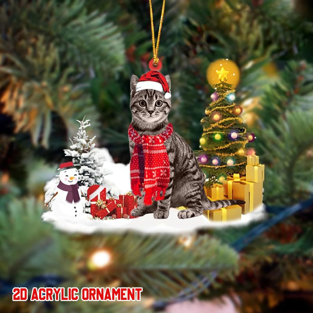 Tabby Cat Christmas Ornament, Tabby Ornament for Cat Lover, Cat Lover ...