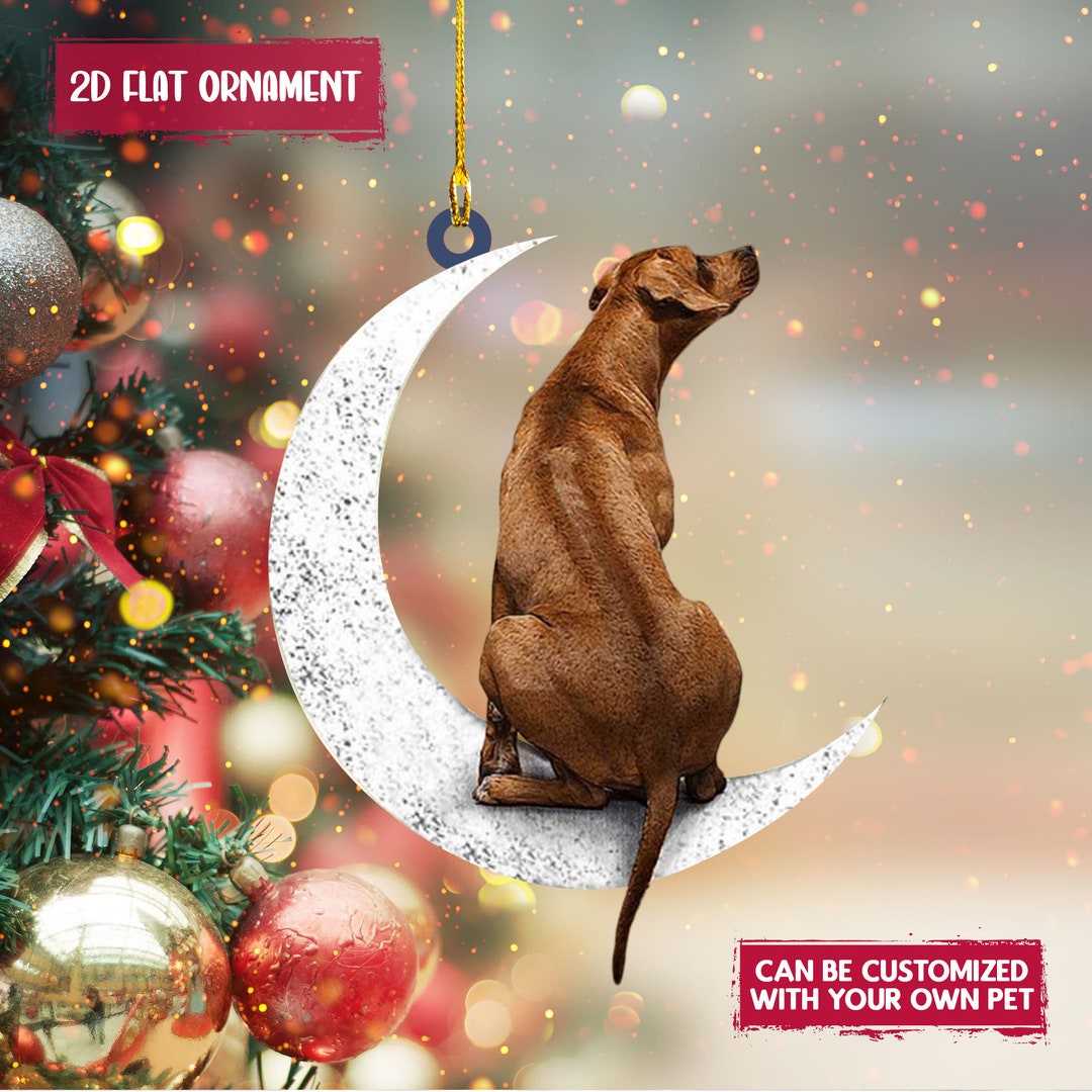Rhodesian Ridgeback Sit on the Moon Ornament, Custom Dog Breed Ornament ...