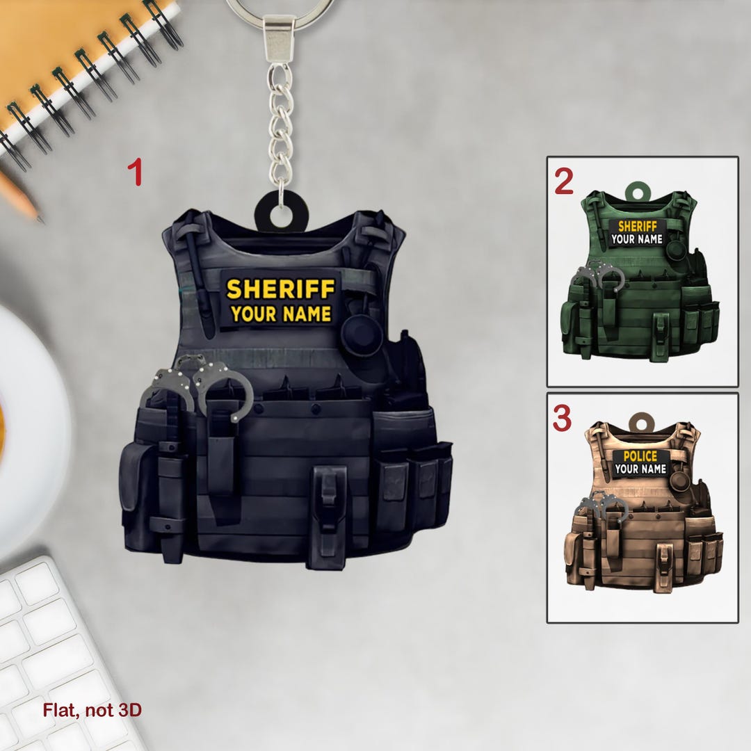 Sheriff Police 2D Car Ornament, Sheriff Bulletproof Vest Personalized ...