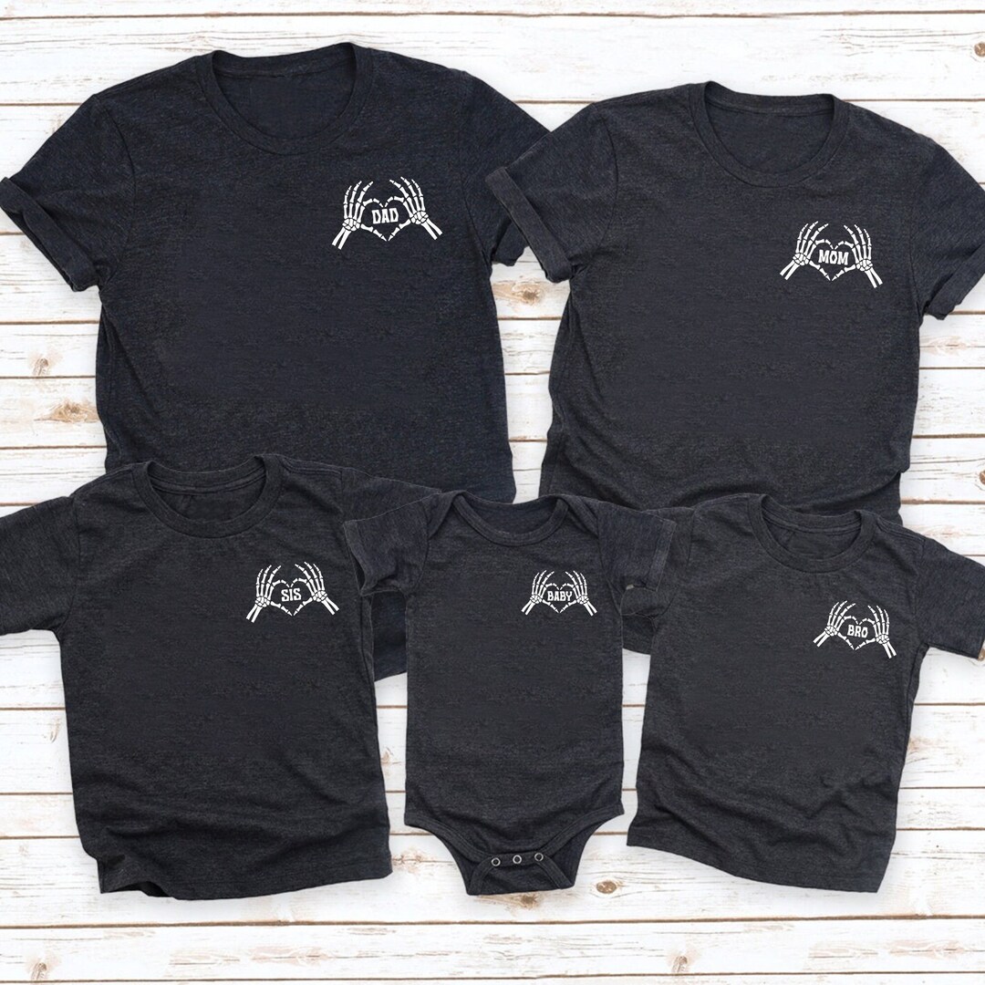 Matching Family Skeleton Hand T Shirt, Funny Family Matching Shirts ...