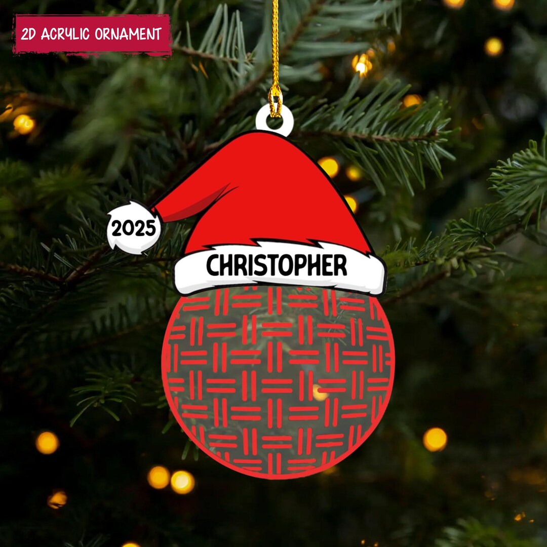 Personalized Dodgeball With Santa Hat Christmas Ornament, Custom Name ...