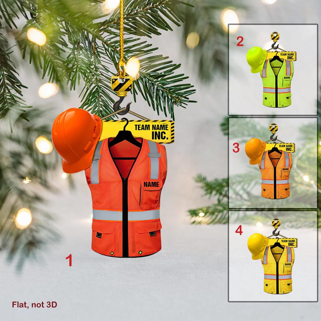 Heavy Equipment Operator Safety Vest 2D NOT 3D Christmas Ornament ...
