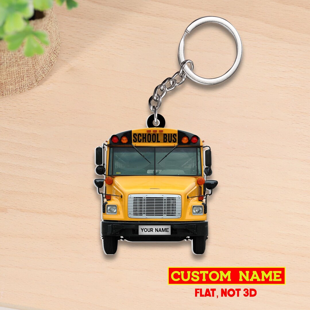 School Bus Personalized Flat Acrylic Keychain, Custom Bus Driver Gift ...