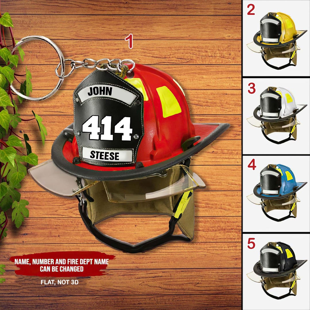Personalized Firefighter Helmet Keychain, Firefighter Keychain ...