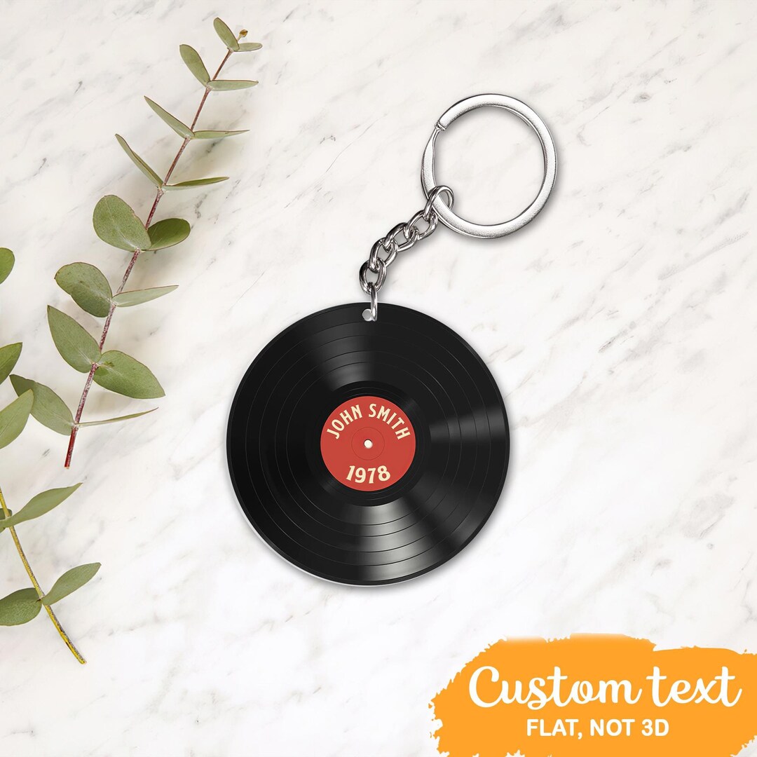 Vinyl Record Flat Keychain, Personalized Vinyl Record Keychain, Gift ...