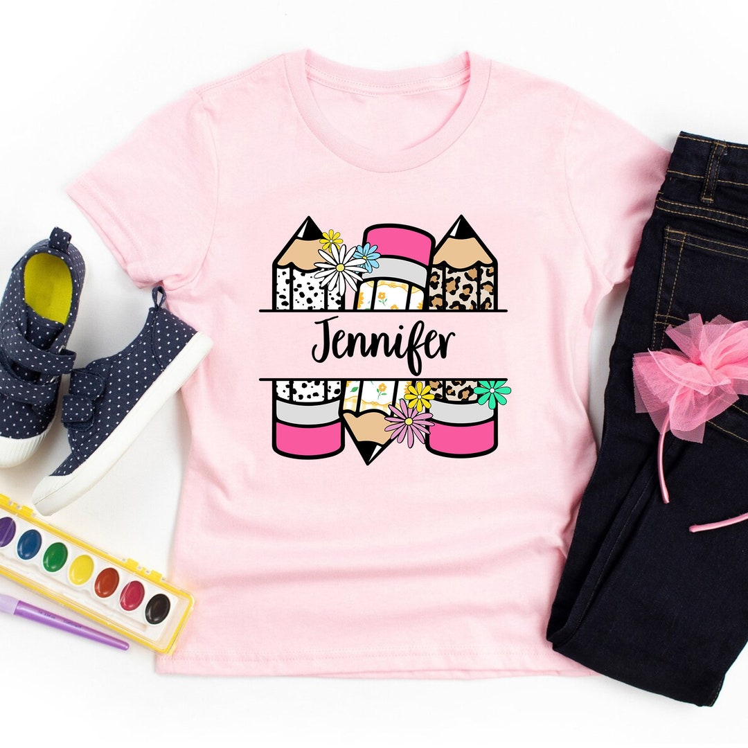 Toddler Pencil Shirt, Custom Name Students Shirt, Personalized Kids Tee ...