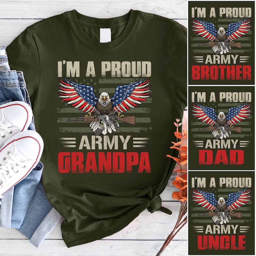U.S. ARMY Proud US Army Grandma Shirt, Custom Army Family Tshirts ...