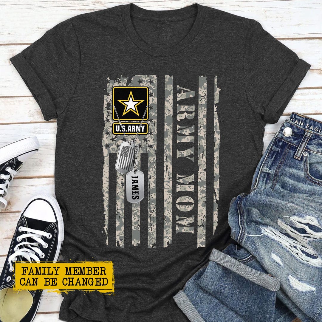 US Camo Flag Proud Army Mom Shirt, Soldier Mom T-shirt, Military Mom ...