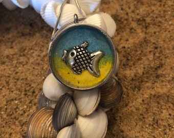 Silver Tropical Fish Pendant, Hand Cut Tropical Fish Coin Jewelry ...