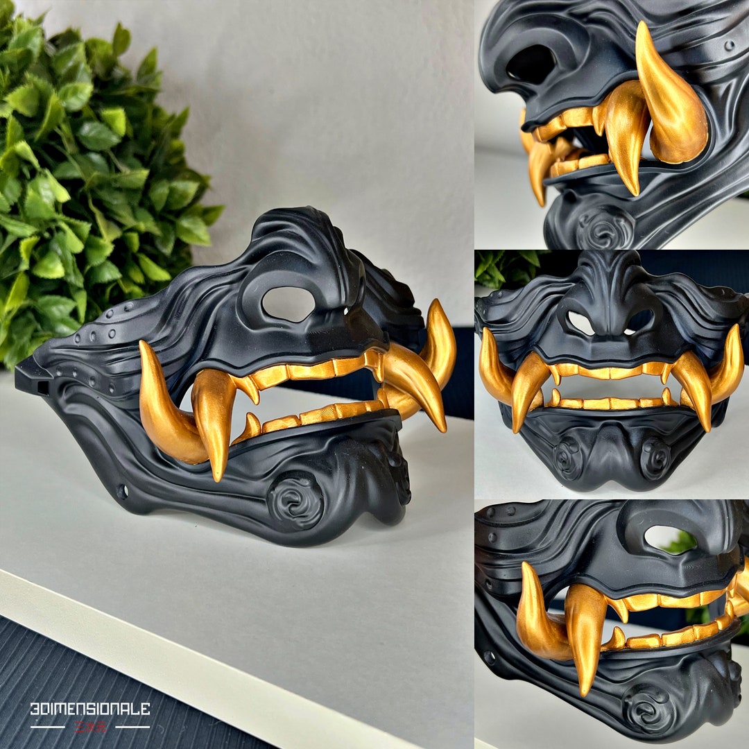 Oni Half Mask Wearable , Samurai Mask, Accessories, Cosplay, Japanese ...