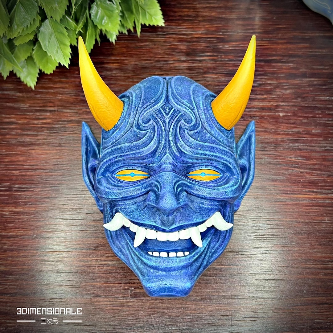 Oni Mask Wall Decor Japanese Yokai Demon Art, Handcrafted Samurai Mask ...