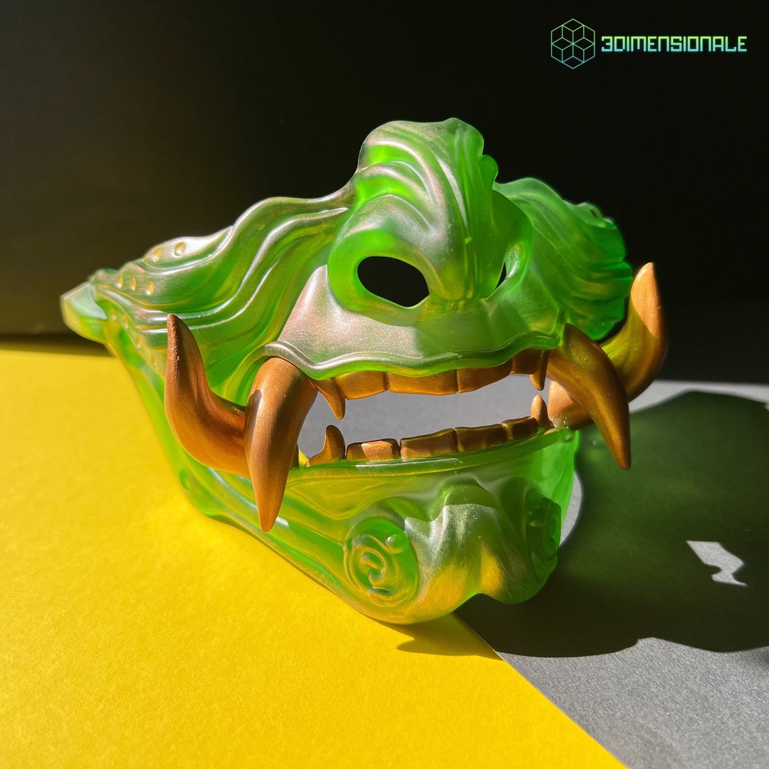 Japanese Samurai Style Half Oni Mask Perfect for Cosplay, Halloween ...