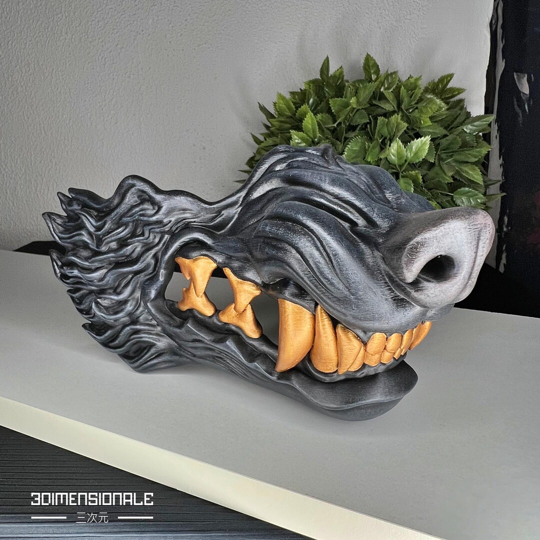 Wolf Mask Black and Gold – Samurai Menpo, Japan Mask, Handmade Cosplay ...