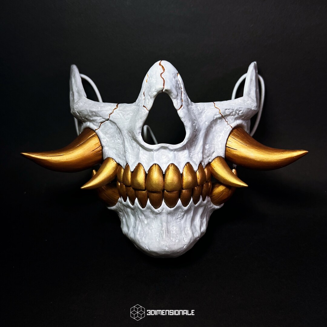 Oni Mask Mobile Jaw Japanese Samurai Half Mask Costume - Etsy