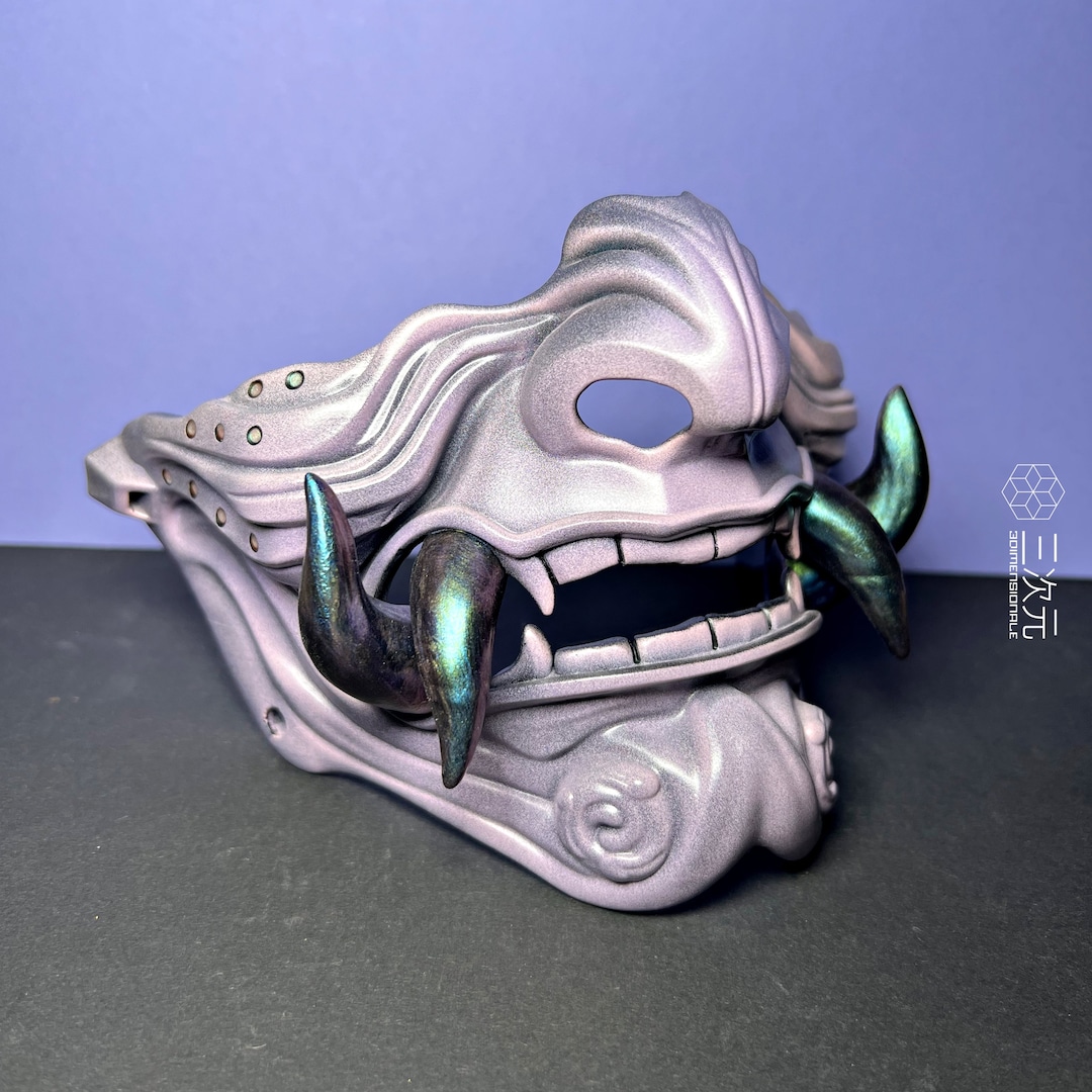 Half Oni Mask Japanese Wearable Samurai Style Oni Girl Mask - Etsy