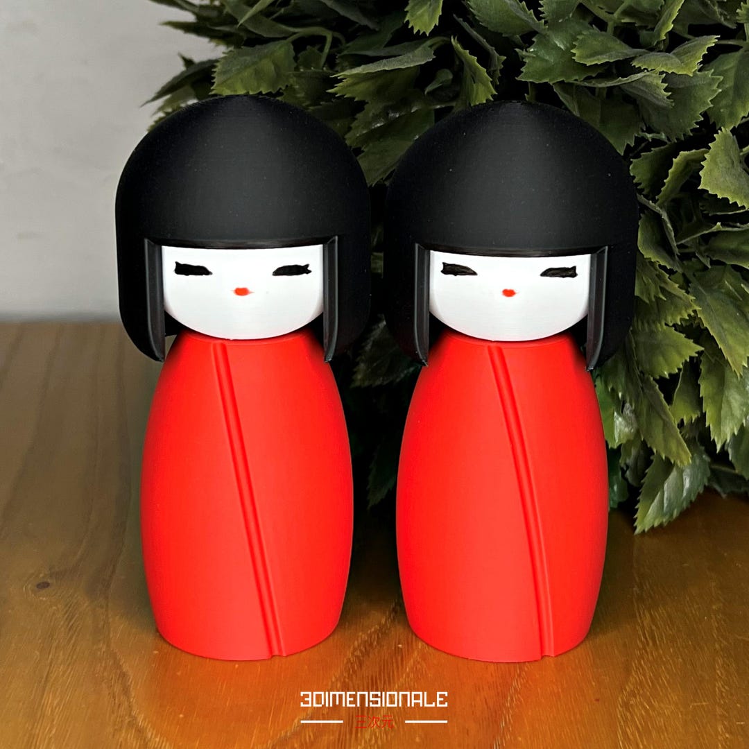Kokeshi Doll - Modern Japanese Set – 3D Printed Zen Decor – Minimalist ...