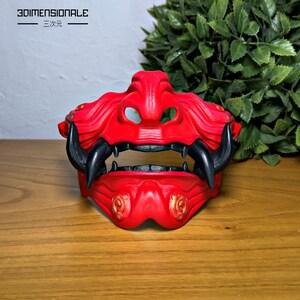 Japanese Samurai Oni Mask – Red Menpo Oni, Hannya Mask, Perfect for ...