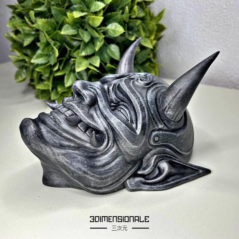 Oni Mask Wall Decoration – Japanese Demon Wall Art – Handmade Yokai ...