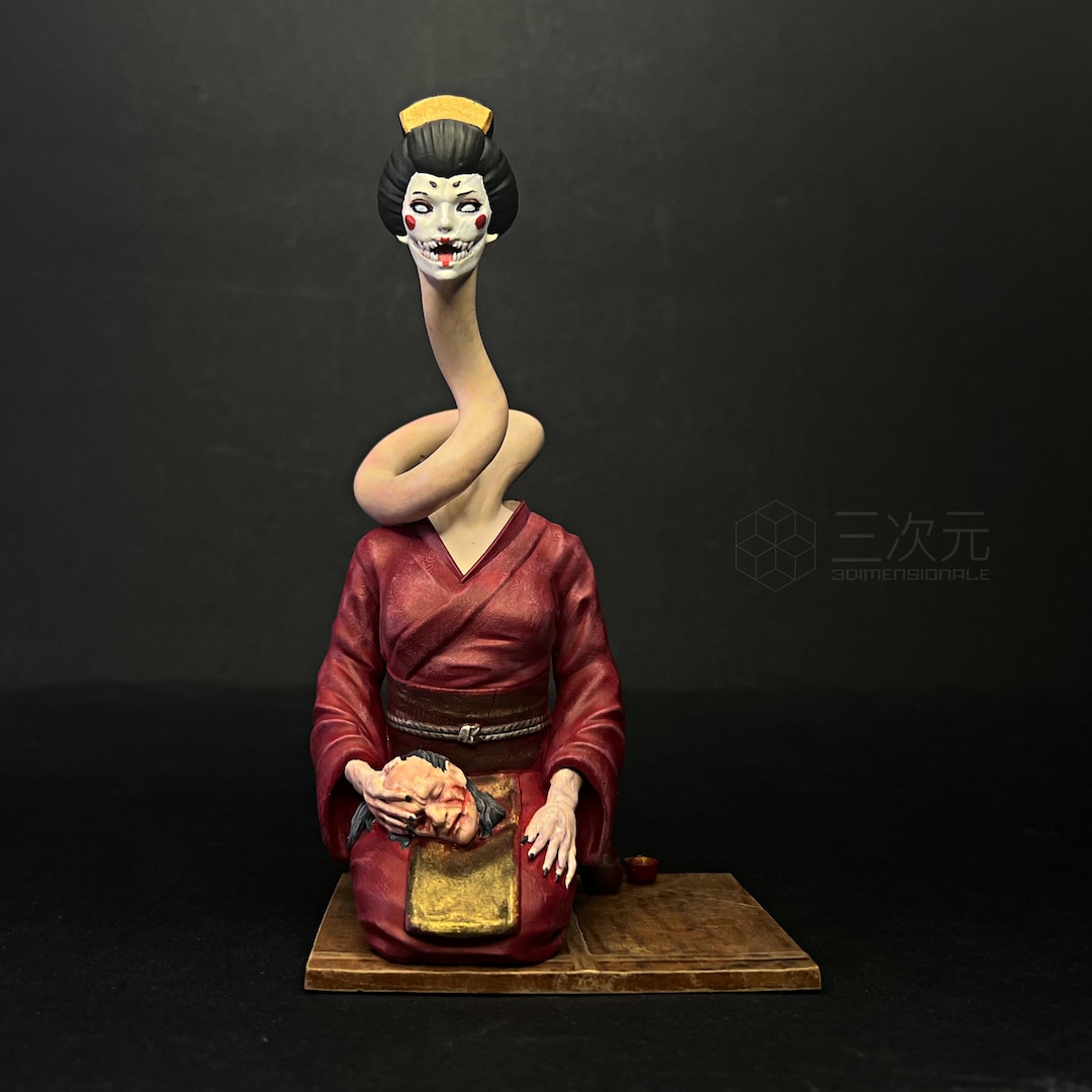 Rokurokubi, Japanese Yokai Demon, Geisha Fan Art, Gift Idea, Horror ...