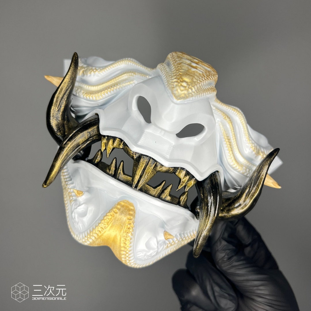 Oni Half Mask Wearable , Samurai Mask, Accessories, Cosplay, Japanese ...