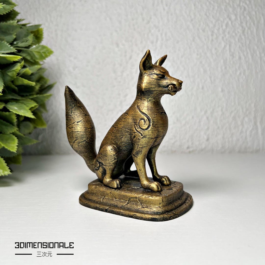 Kitsune Yokai Statue – Japanese Fox Spirit Figure – Golden Folklore ...