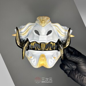Samurai Oni Mask, Menpo Oni Japanese Mask, Hannya Mask, Red Half Mask ...
