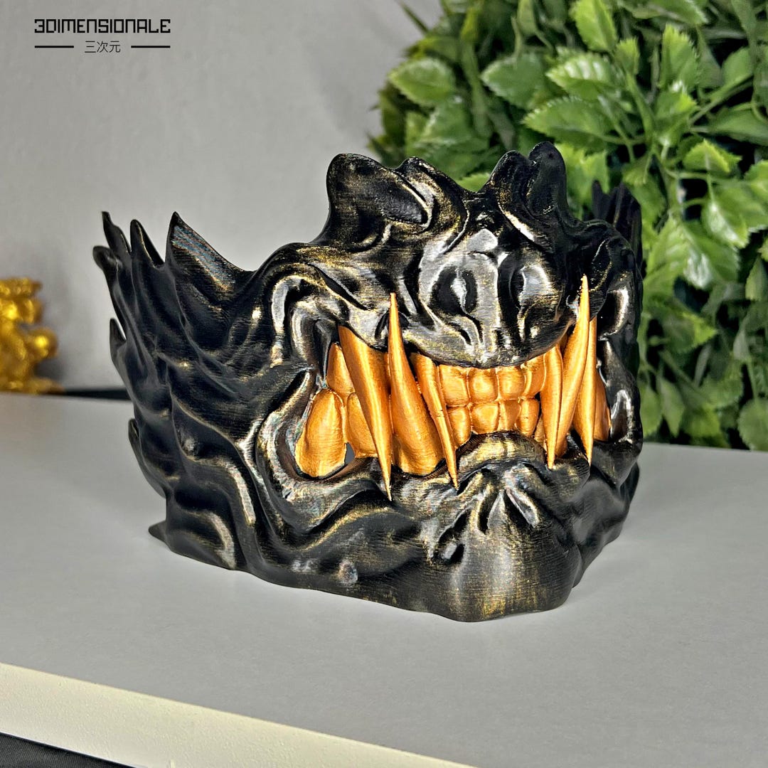 Japanese Dragon Mask – Gold Black Ryū Menpo, Fierce Dragon Spirit ...