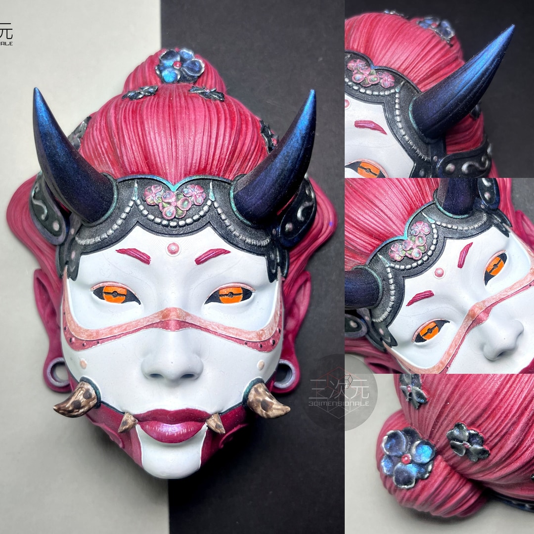 Hannya Chunari Mask, Hanging Head, Girl Mask, Japanese Mask, Hallowen ...
